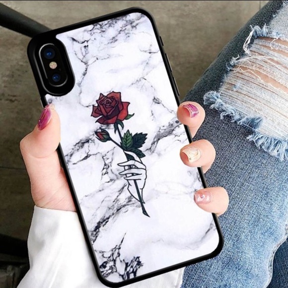 Accessories | Black Marble Rose Art Phone Case | Poshmark